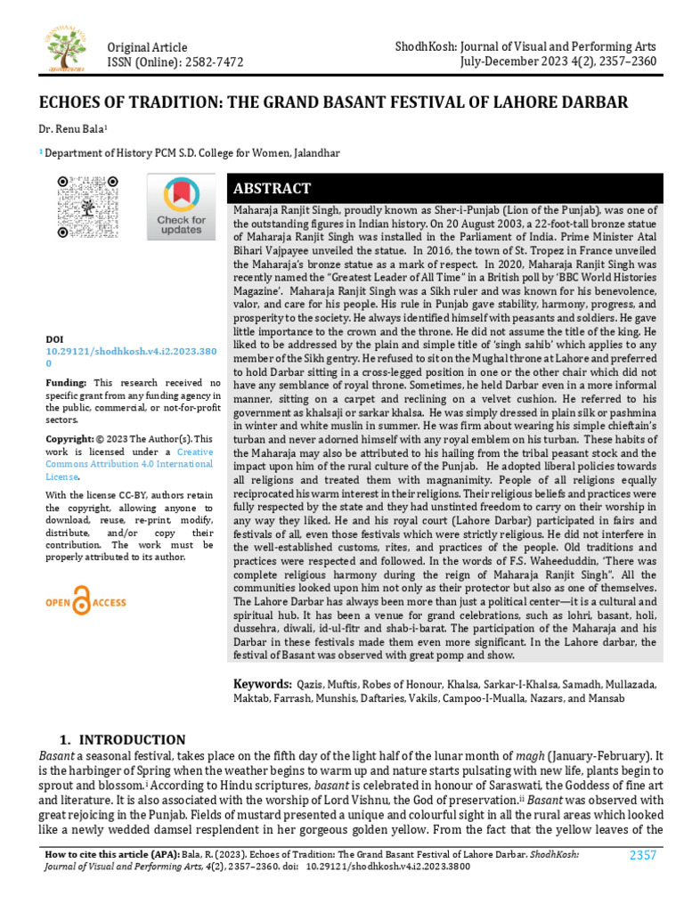 Echoes of Tradition The Grand Basant Festival of L | PDF | Lahore