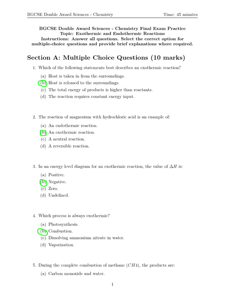 AI Quiz For Chemical Reactions | PDF | Chemical Reactions | Combustion