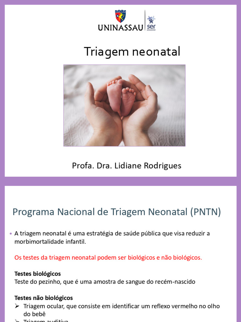 Triagem Neonatal: Testes e Importância | PDF | Especialidades médicas ...
