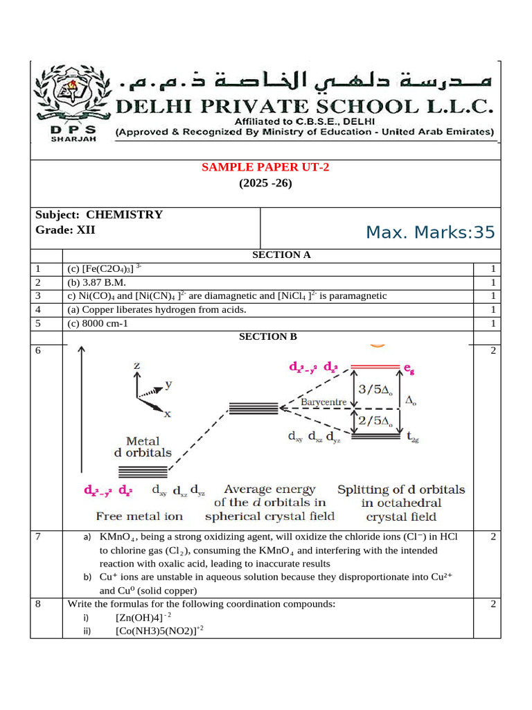 SAMPLE PAPER - UT2 - Gr.12 - AK | PDF | Iron | Nickel