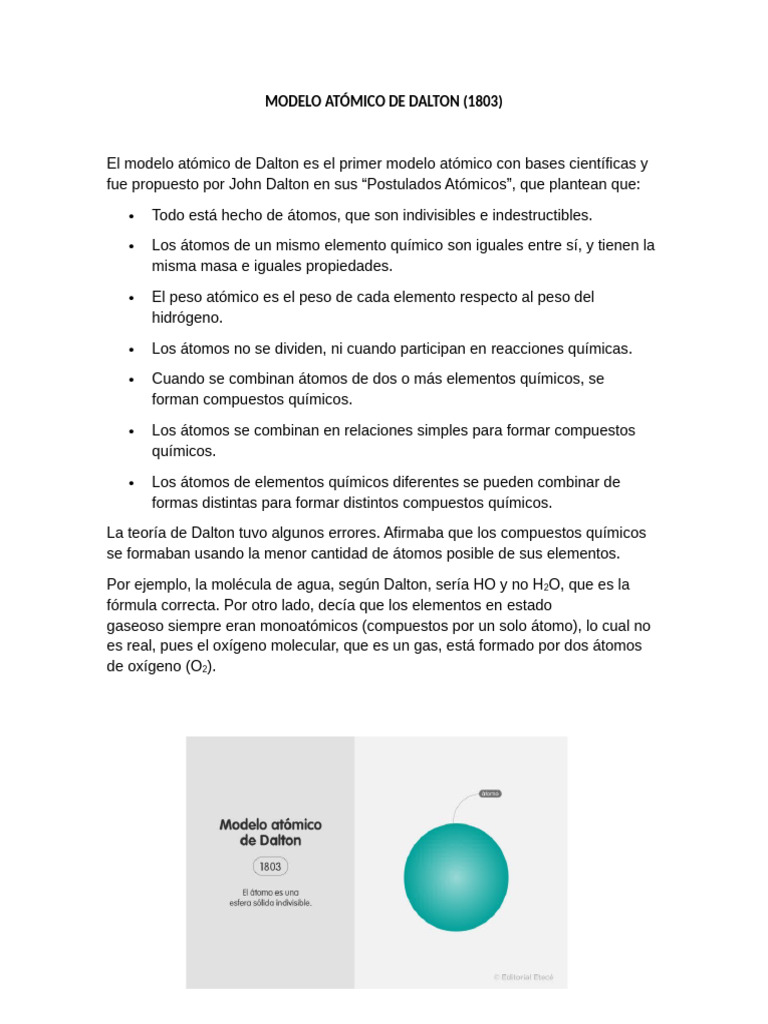 Modelo Atómico de Dalton (1803) | PDF | Átomos | Núcleo atómico