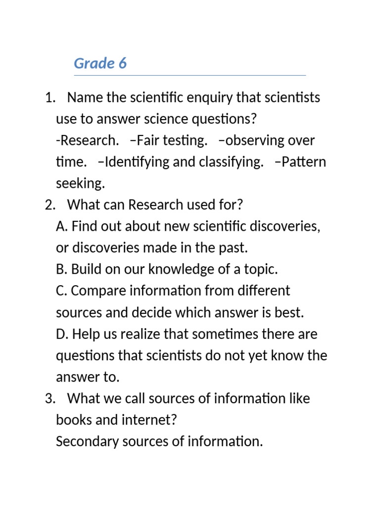 Understanding Scientific Inquiry for Grade 6 | PDF
