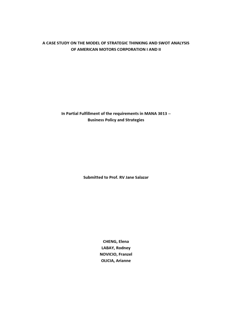 Amc Case Study | PDF | Car | Market (Economics)