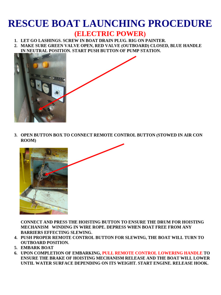 Rescue Boat Launching Procedures | PDF