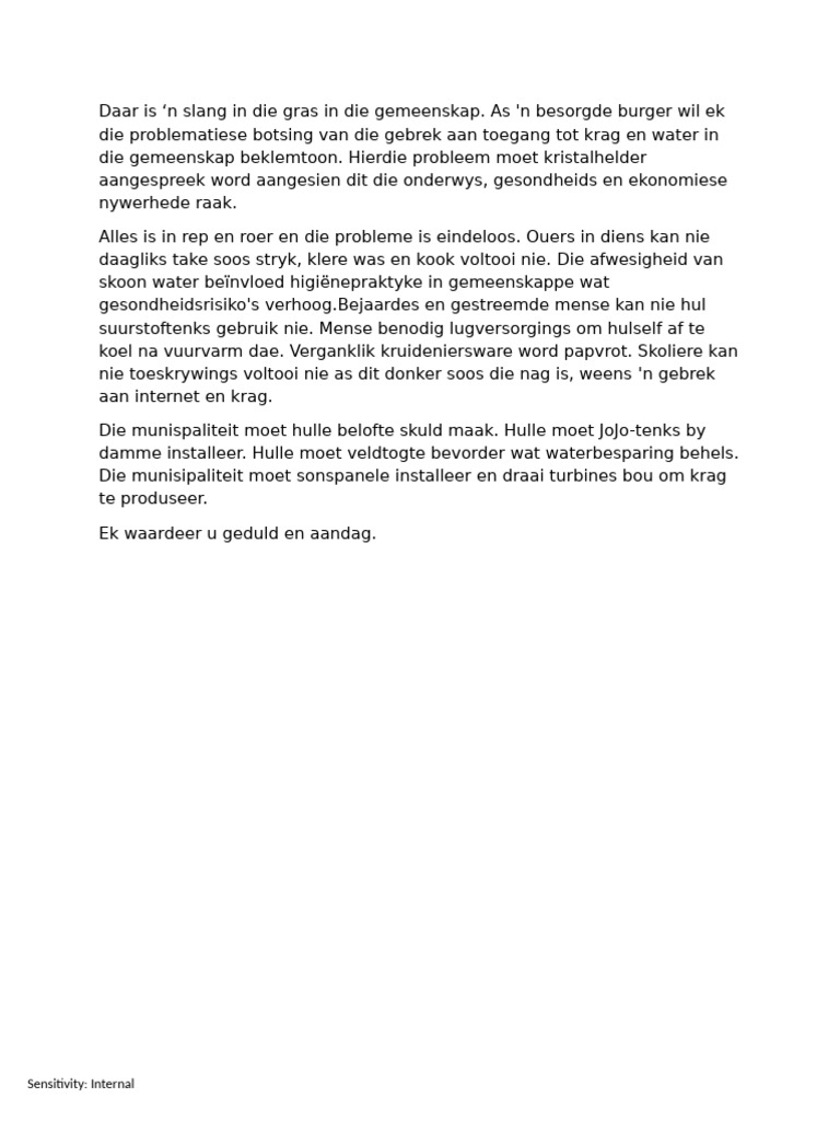 Afrikaans Formal Letter | PDF