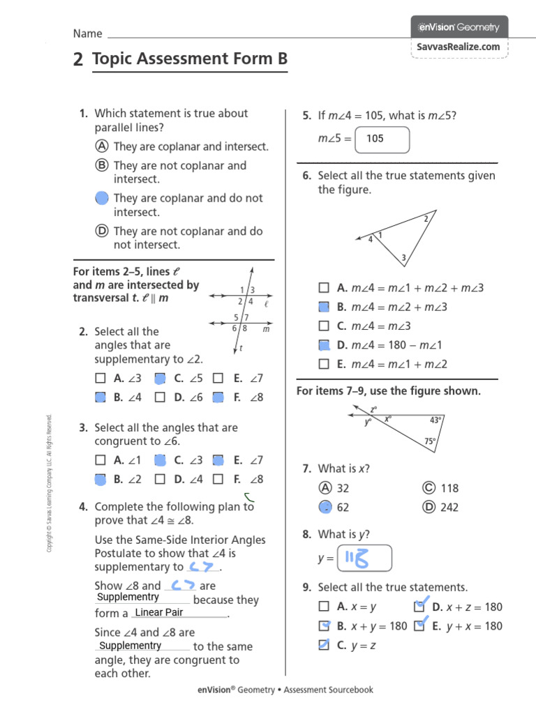 Topic 2 - Assessment Form B PDF | PDF | Mathematics | Elementary ...