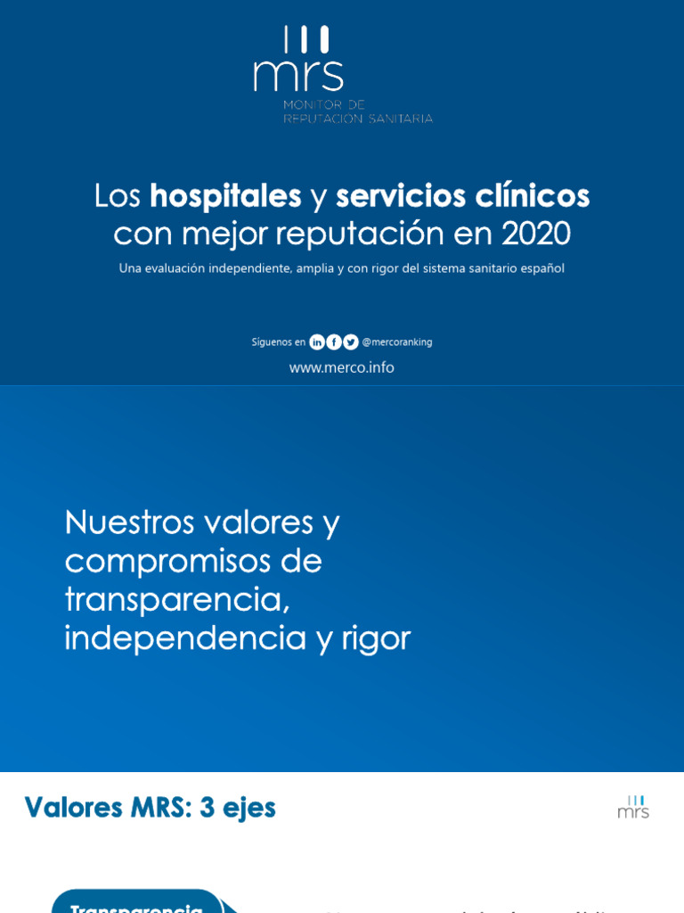 Presentación MRS Hospitales y Servicios Clínicos 2020 | PDF | Programas ...