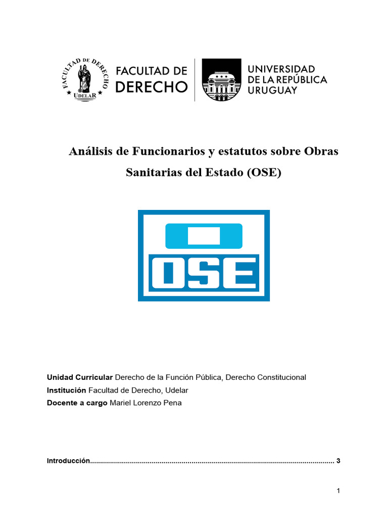 Monografía Grupo - FUNPU-OSE - Fder Udelar | PDF | Regulación | Ley ...