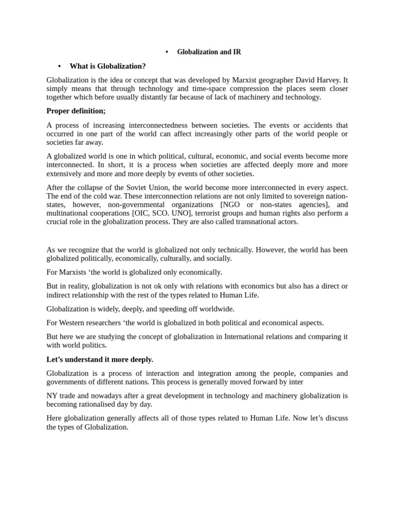 Understanding Globalization in IR | PDF | Globalization | Global Politics