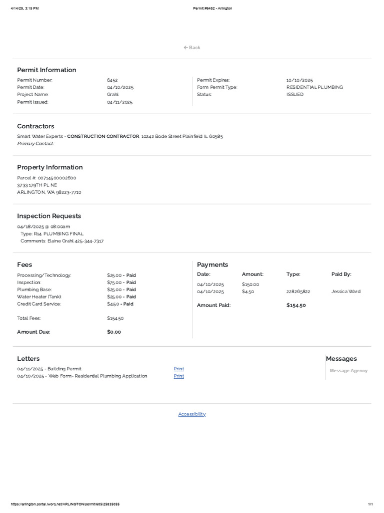 3733 179Th PL Ne - Inspection Confirmation | PDF