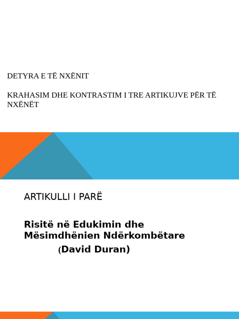 Detyra e Të Nxënit | PDF