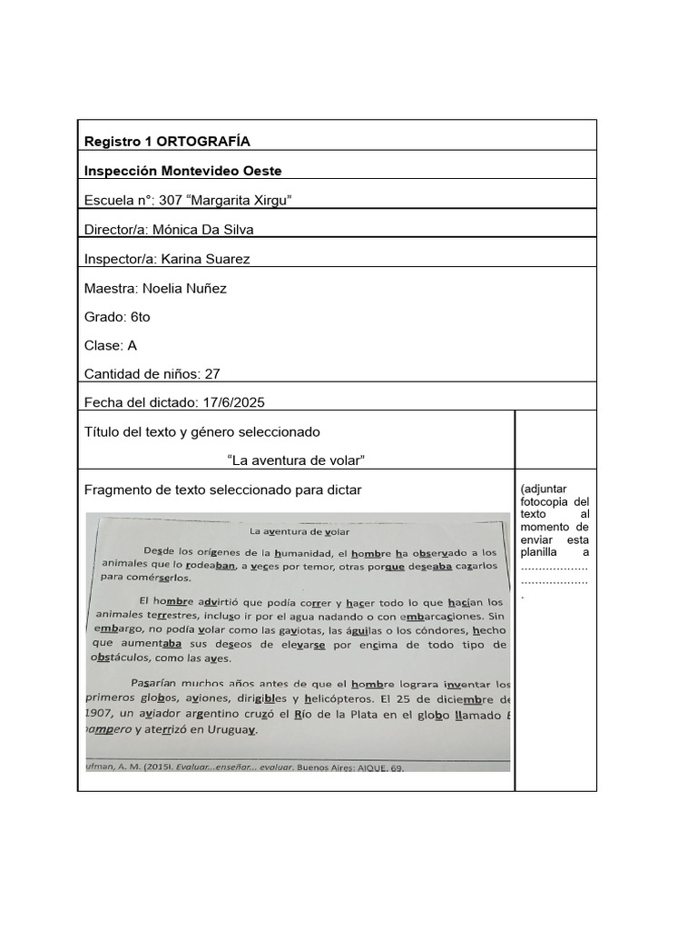 Registro Ortografía 6to A | PDF