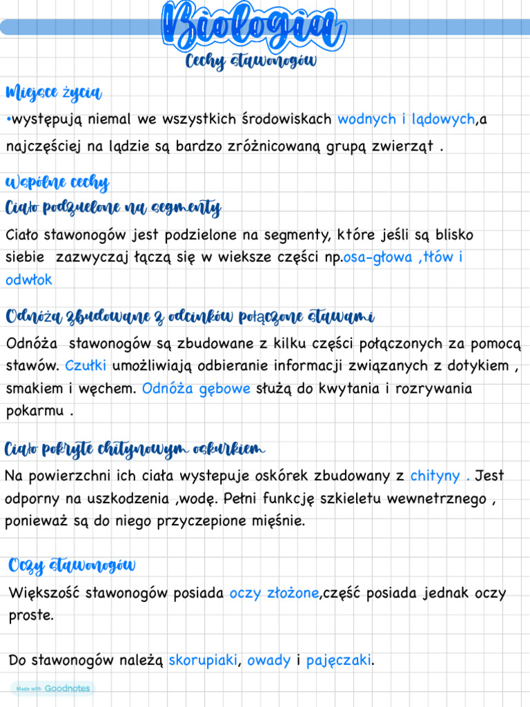 Biologia Cechy Stawonogów | PDF