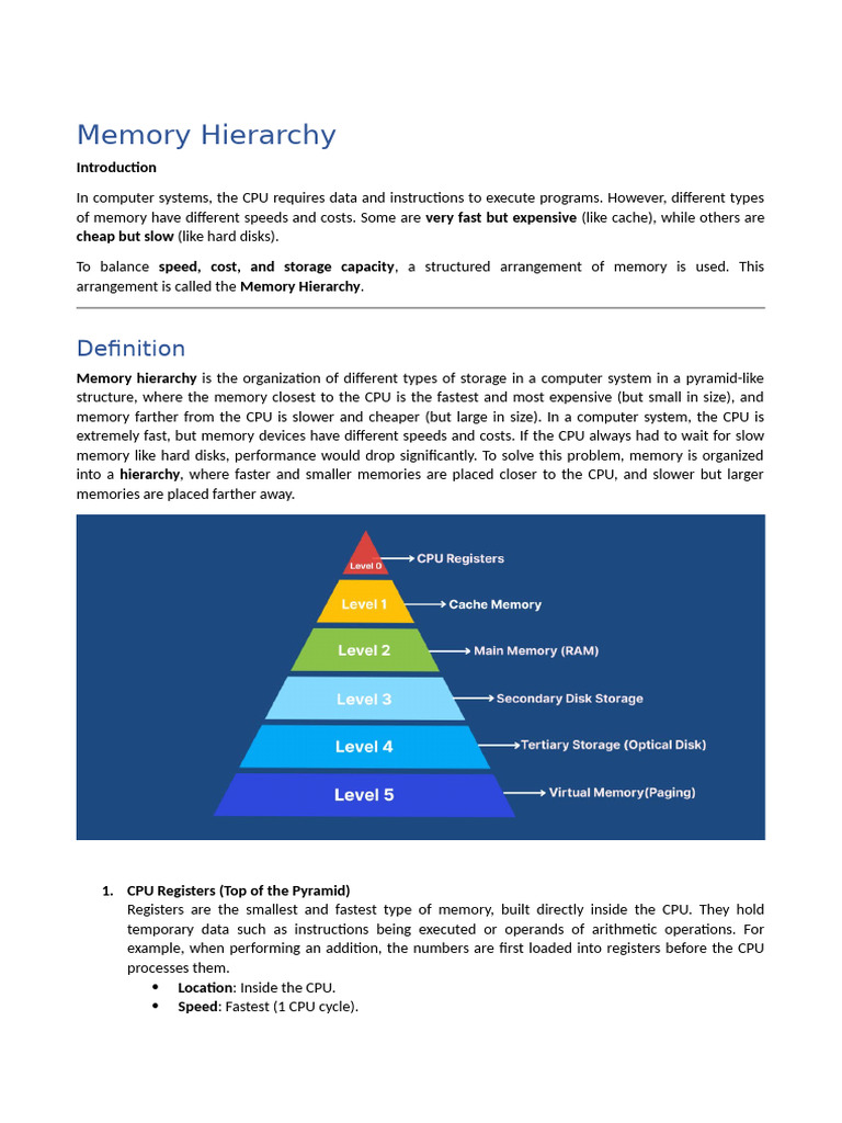 Understanding Memory Hierarchy in Computers | PDF | Random Access ...