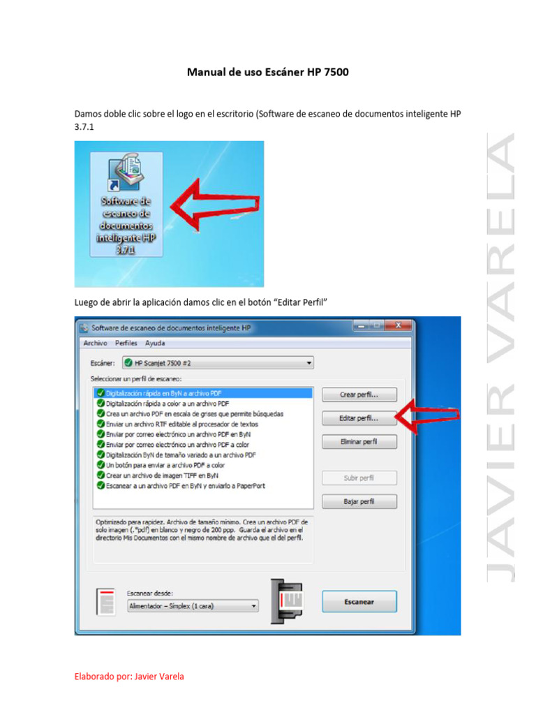Manual de uso del Escáner HP 7500 | PDF