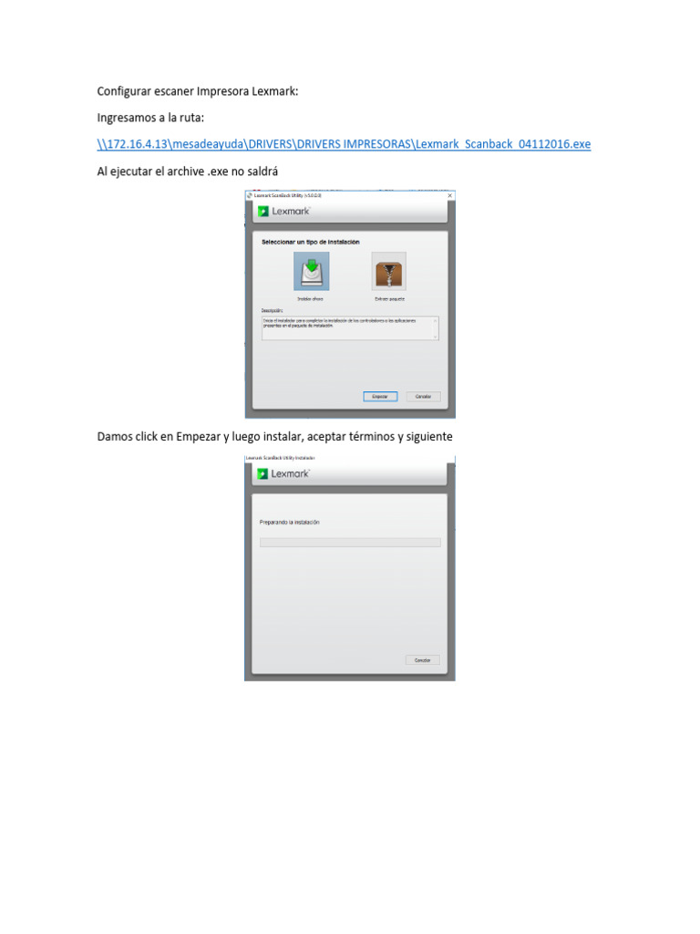 Instructivo Configurar Escaner Lexmark x464 | PDF