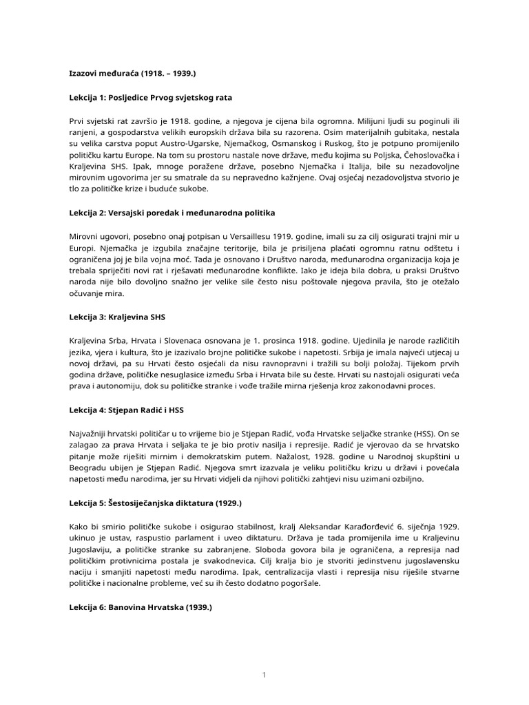 Povijest8 Izazovi Međuraća | PDF