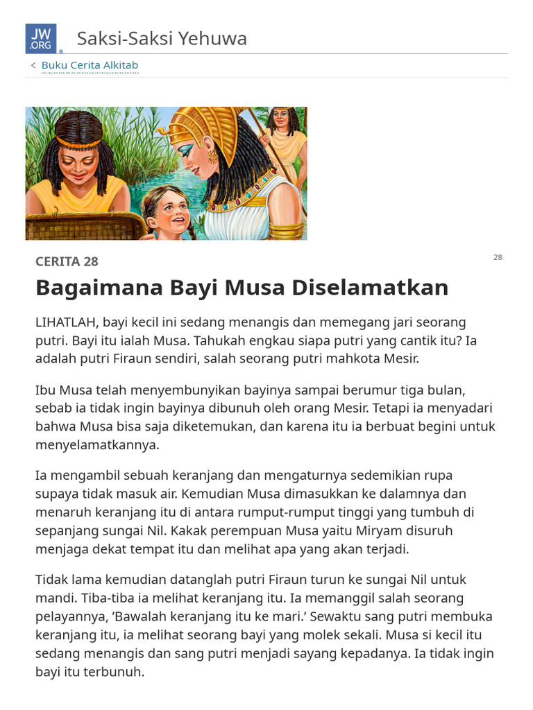 Kisah Penyelamatan Bayi Musa | PDF