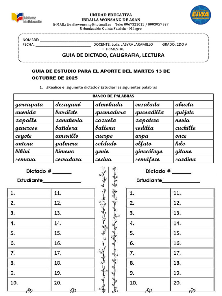 Guía de Estudio: Dictado y Caligrafía | PDF | Cocina