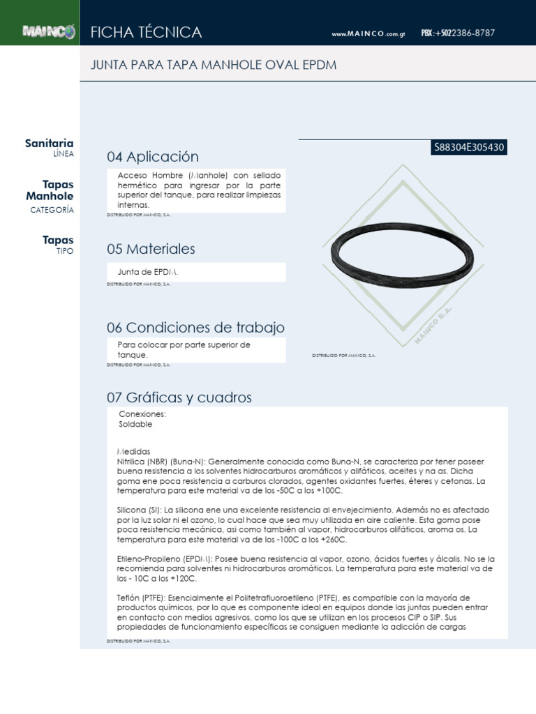 Junta Manhole Oval EPDM para Tanques | PDF | Solvente | Hidrocarburos
