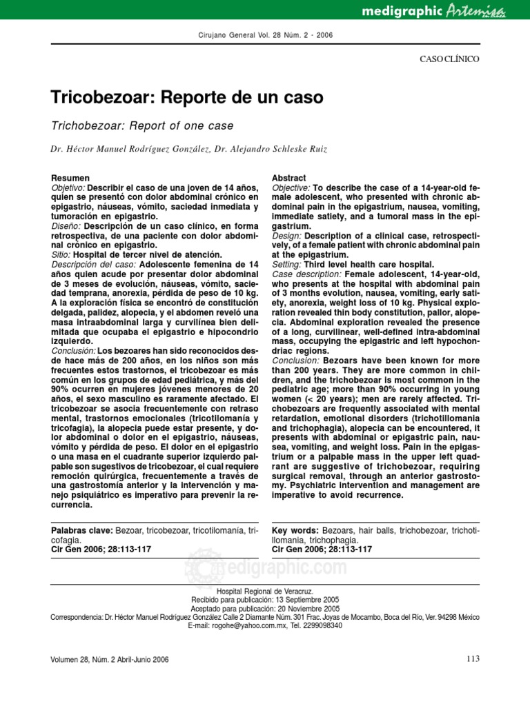 TRICOBEZOAR | PDF | Úlcera péptica | Estómago