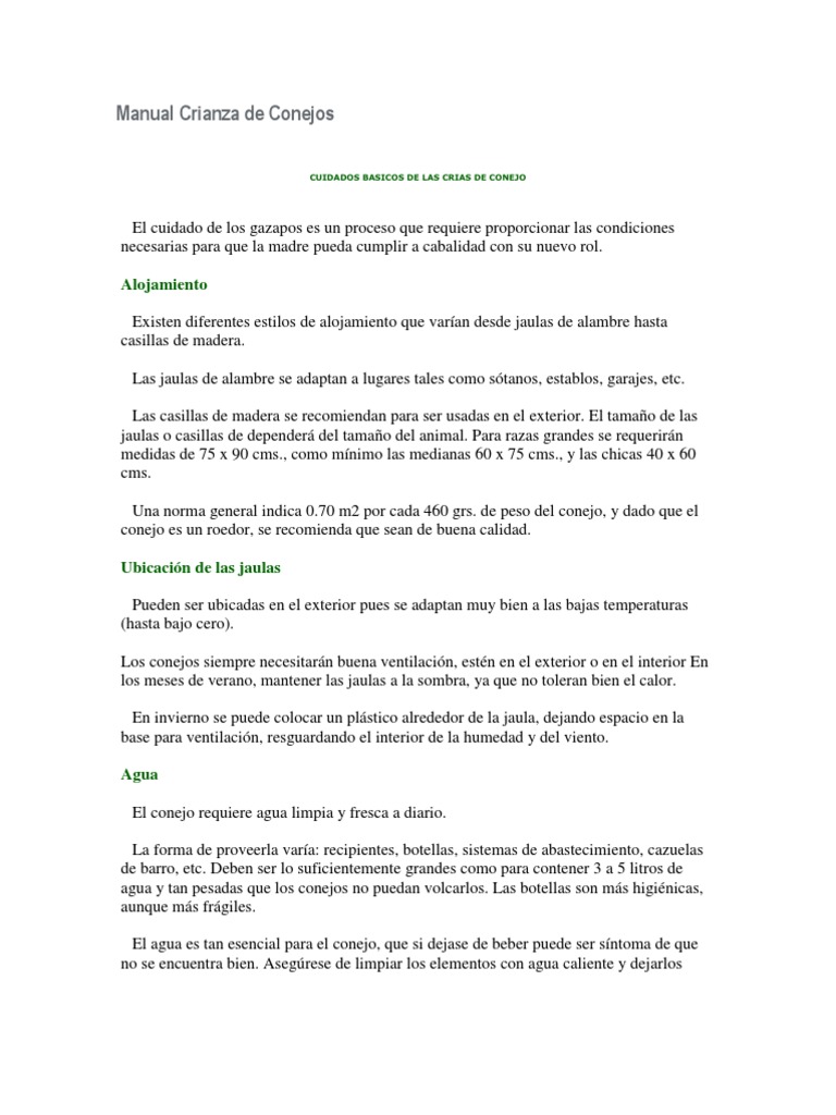 Manual Crianza De Conejos Pdf