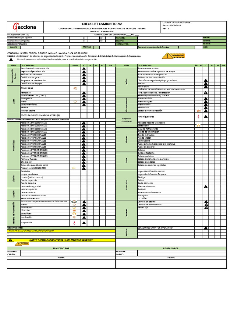 C002-Chl-Se-016 - 3-Check List Camion Tolva | PDF | Camión | Vehículos