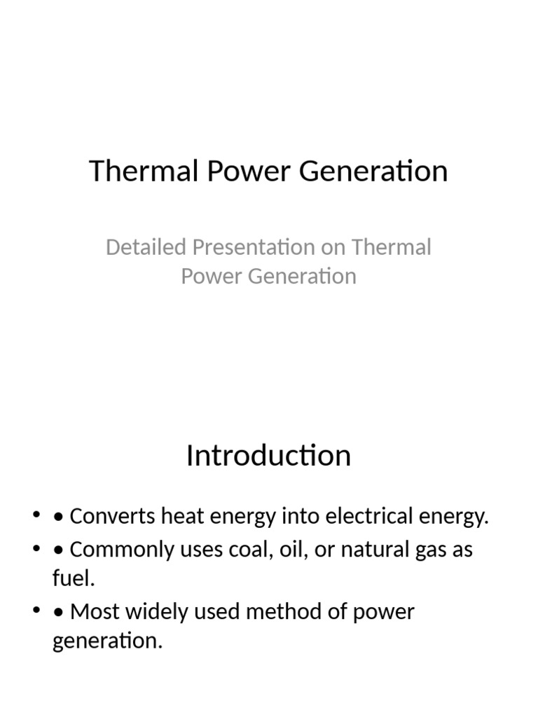 Overview of Thermal Power Generation | PDF