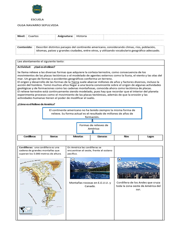 RELIEVES DE AMERICA Guía de Estudio | PDF | Terreno | Montañas