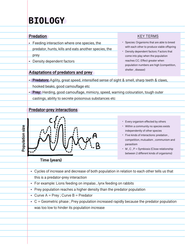 Biology - Term 2 (Test Notes) | PDF | Chromosome | Predation