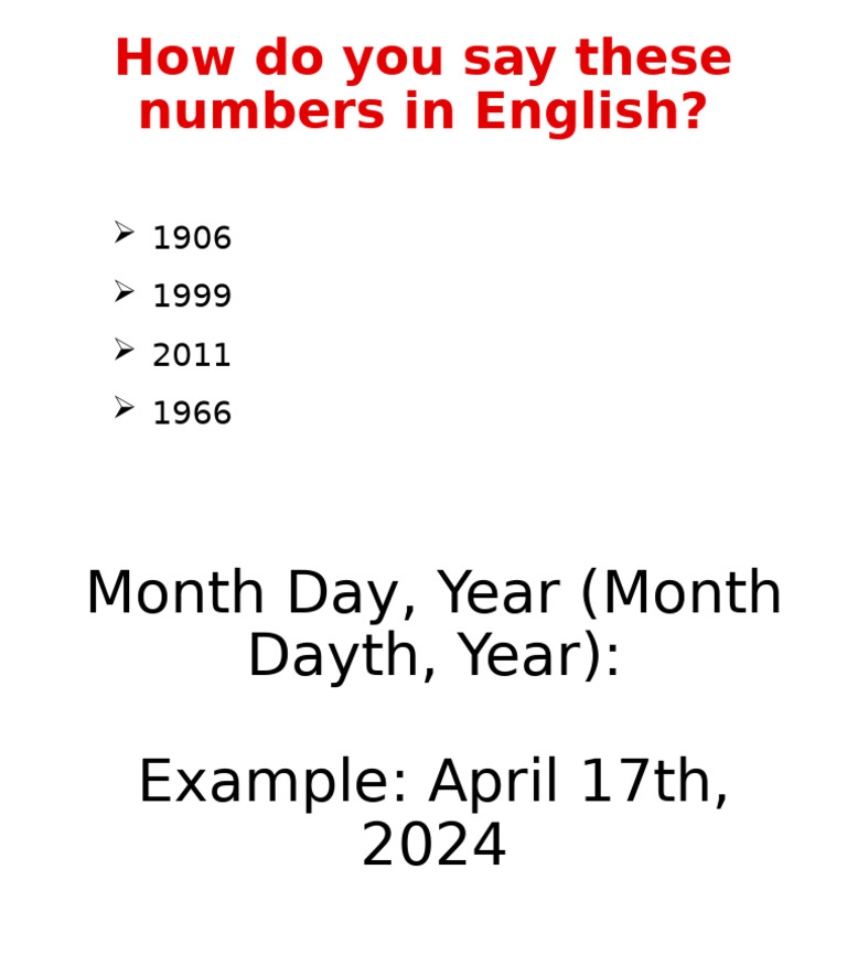 How Do You Say These Numbers in English | PDF