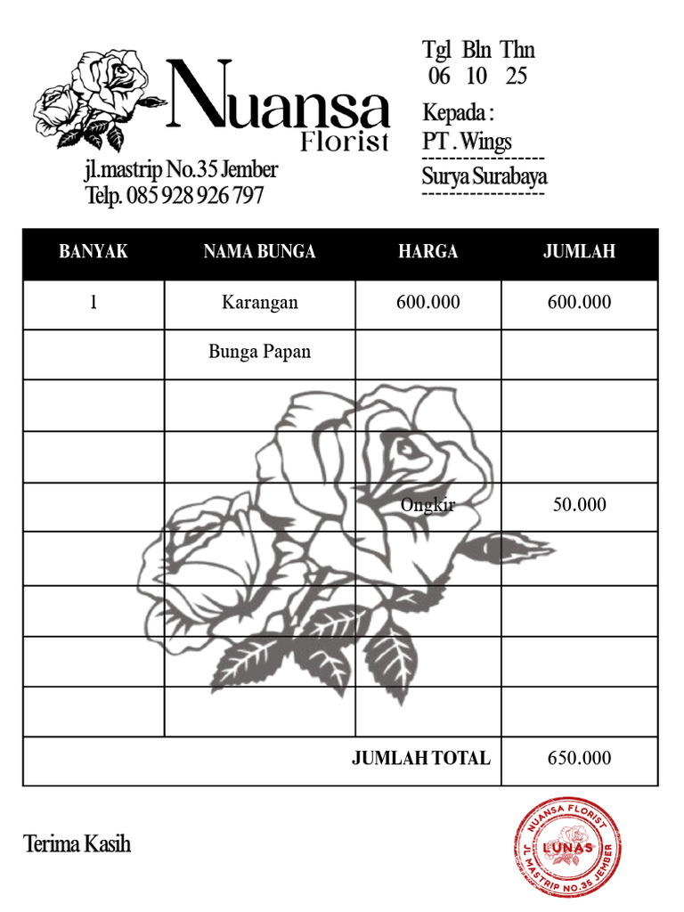 Putih Dan Biru Minimalis Nota Pembelian - 20251006 - 131002 - 0000 | PDF