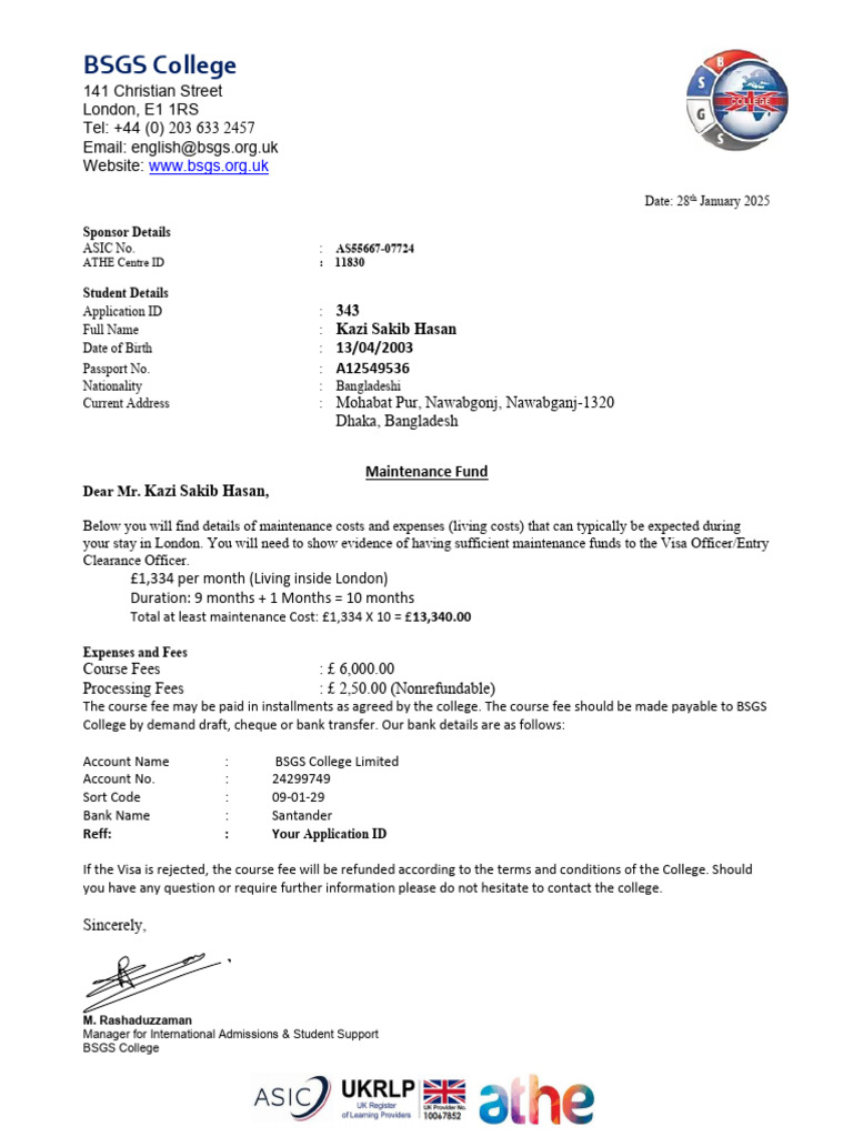 Maintenance Fund Letter | PDF