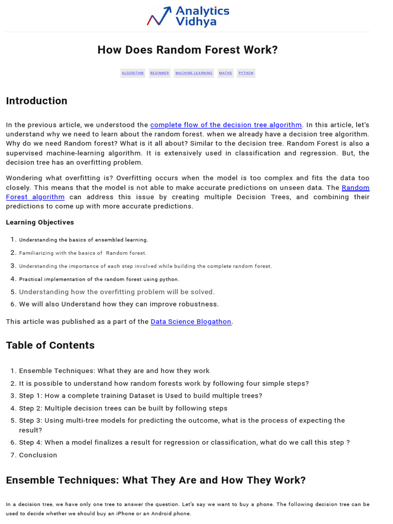 How Does Random Forest Work | PDF | Statistical Classification ...