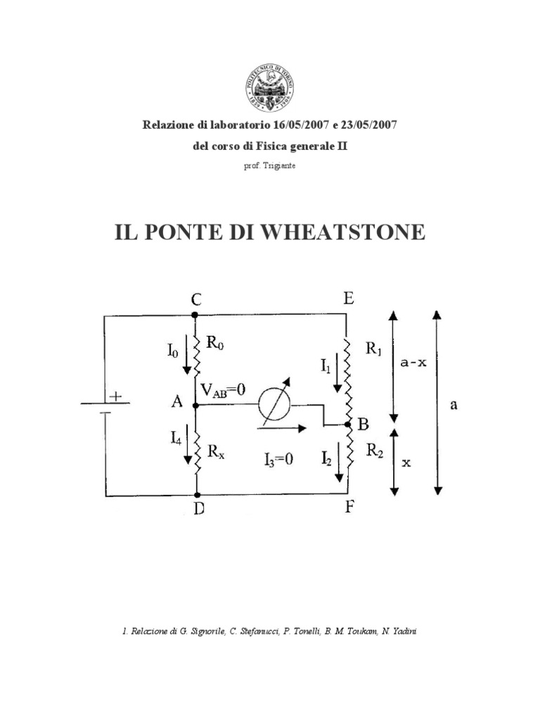 Relazione: Il Ponte Di Wheatstone | PDF