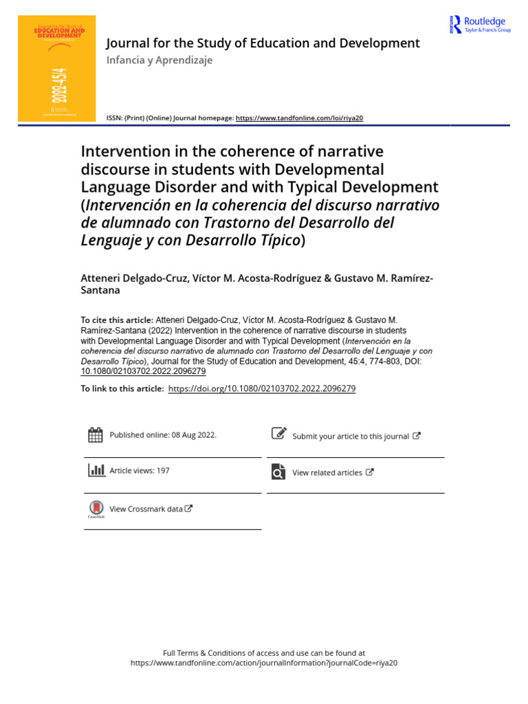 Intervention in the coherence of narrative discourse in students with DLD and with TD | PDF ...