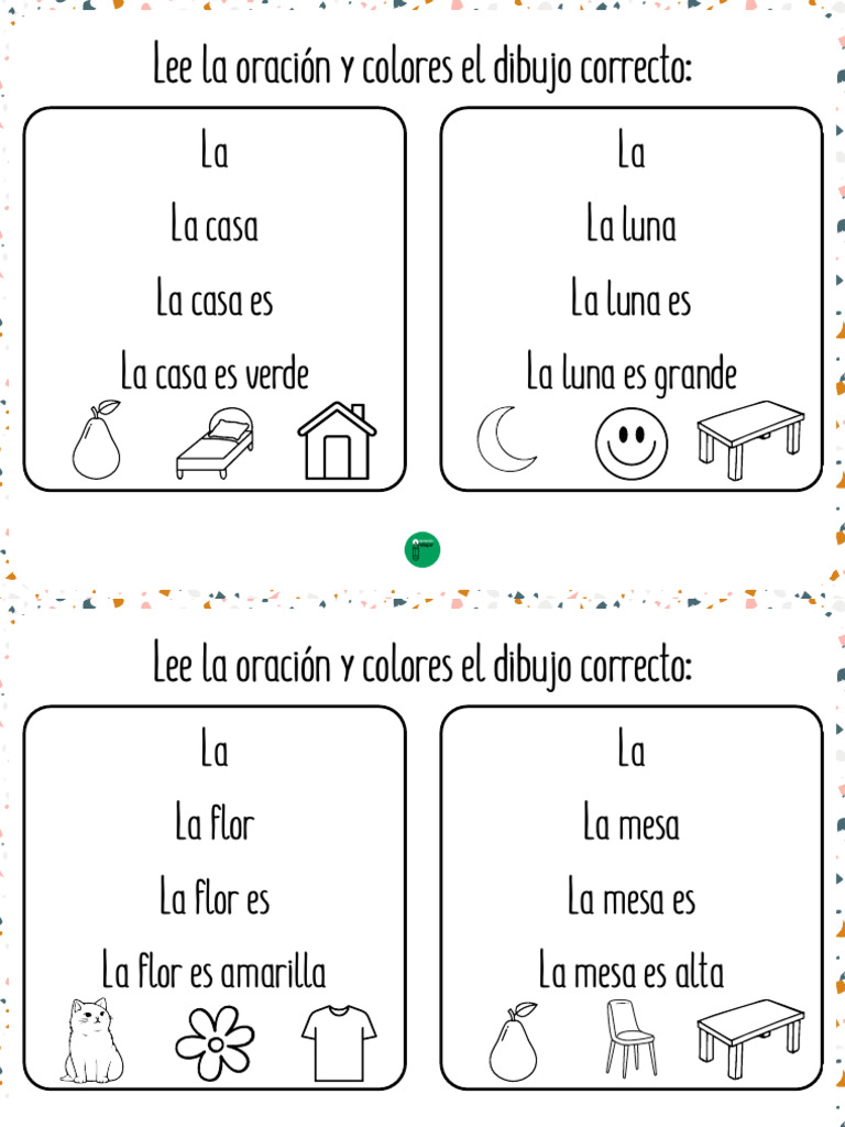 Lee y Colorea Con Piramides de Oraciones | PDF | Verde