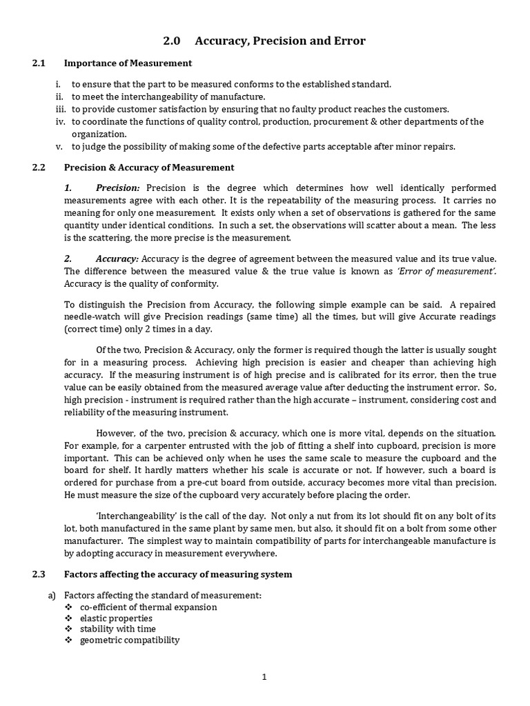 MEE 304 Lecture Note 2 | PDF | Accuracy And Precision | Observational Error