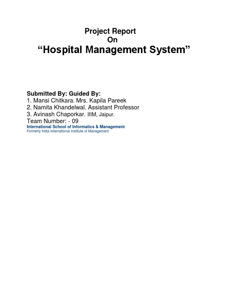 Project Report On HMS | PDF | Feasibility Study | Microsoft Access