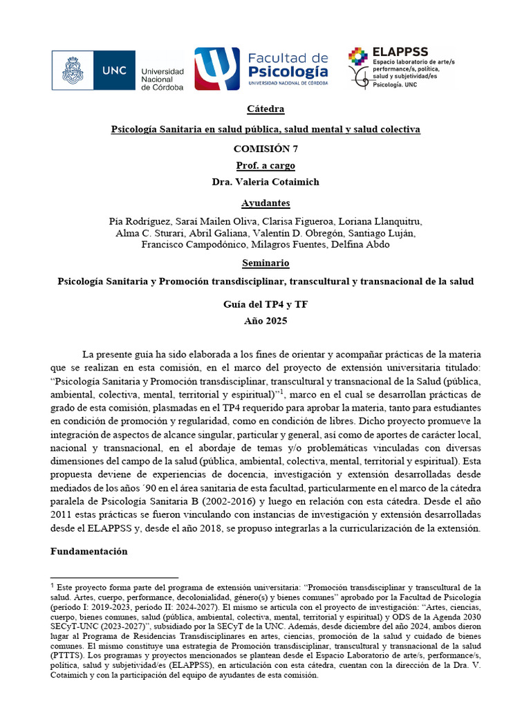Guía TP4 2025 | PDF | Sicología | Educación en artes liberales