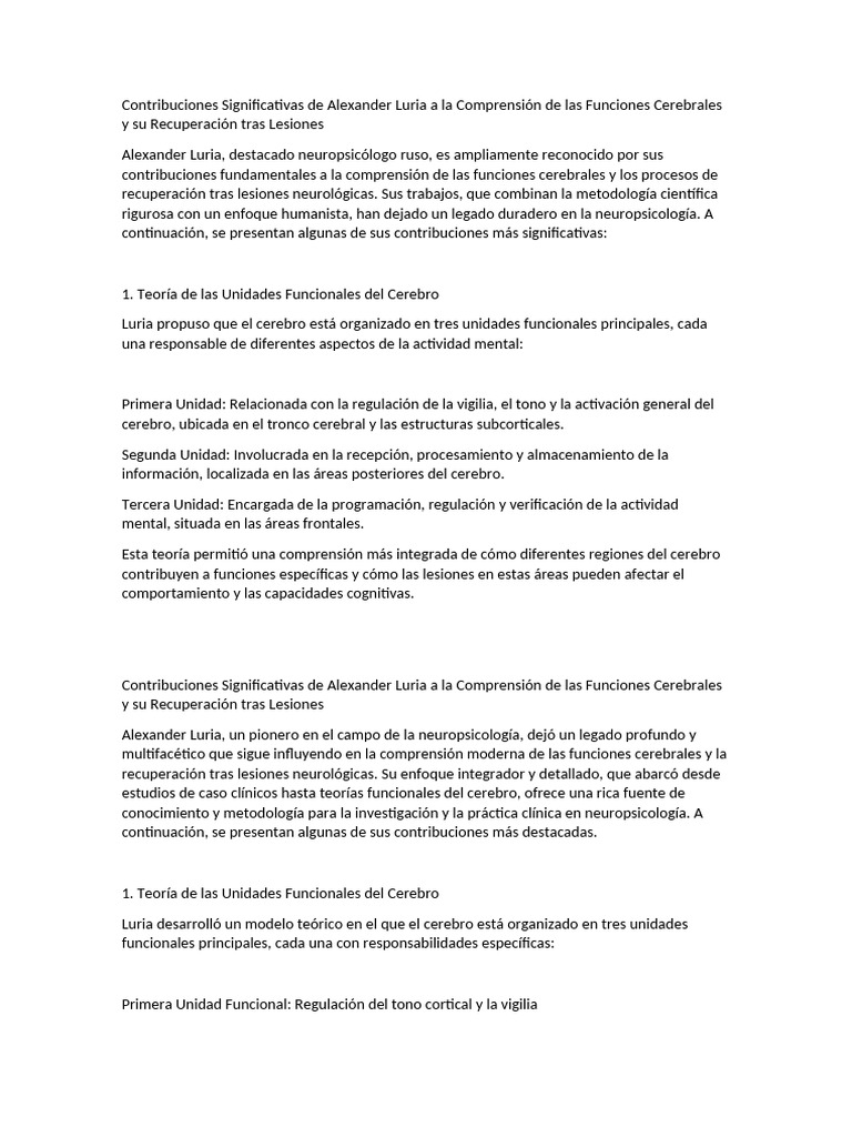 1 Contribuciones Significativas de Alexander Luria A La Comprensión de ...