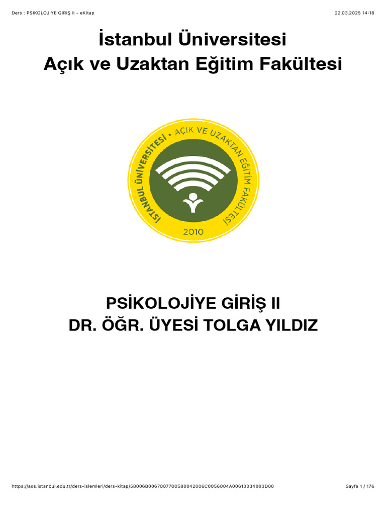 Psikolojiye Giriş II | PDF