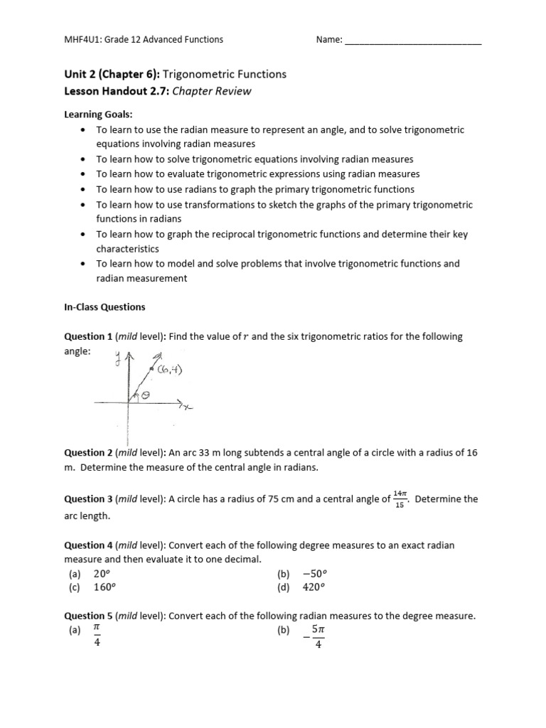 07 - Lesson Handout 2.7 (Review In-Class Questions) | PDF ...