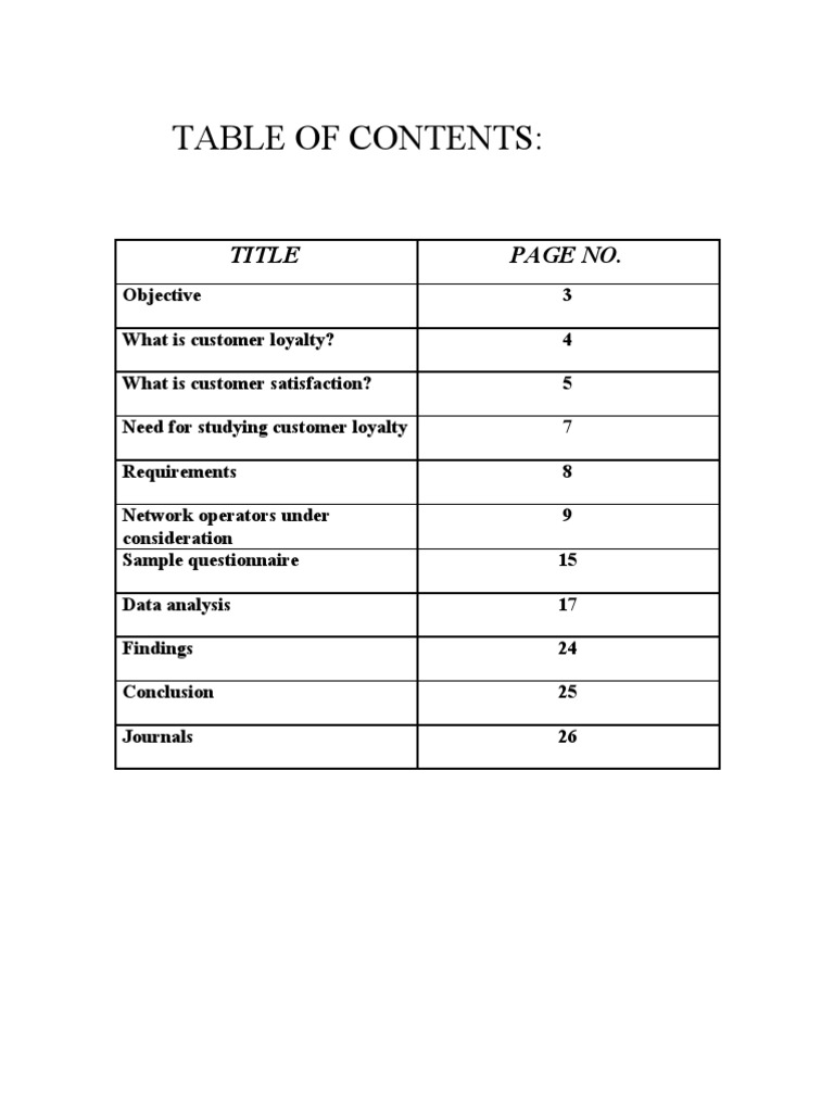 Table of Contents:: Title Page No | PDF | Telecommunications | Business