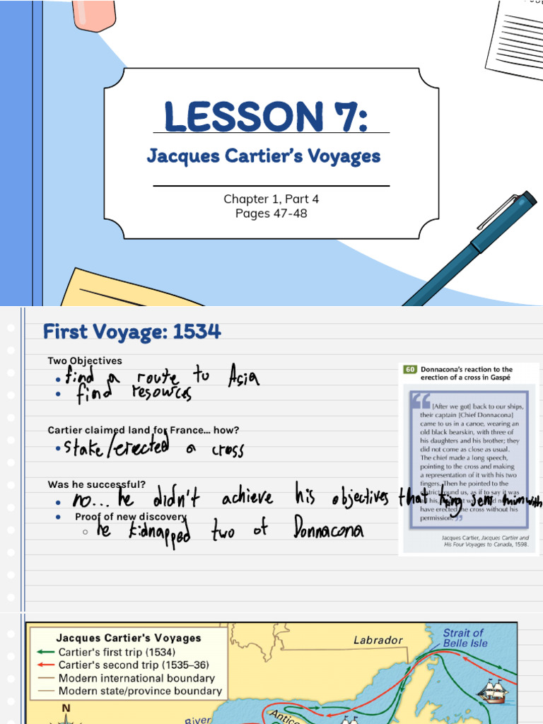 STUDENT Lesson 7 - Jacques Cartier's Voyages | PDF | North America