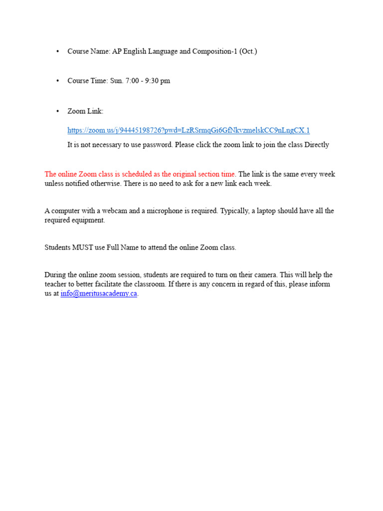 00 AP English Language and Composition-1 Zoom Link | PDF