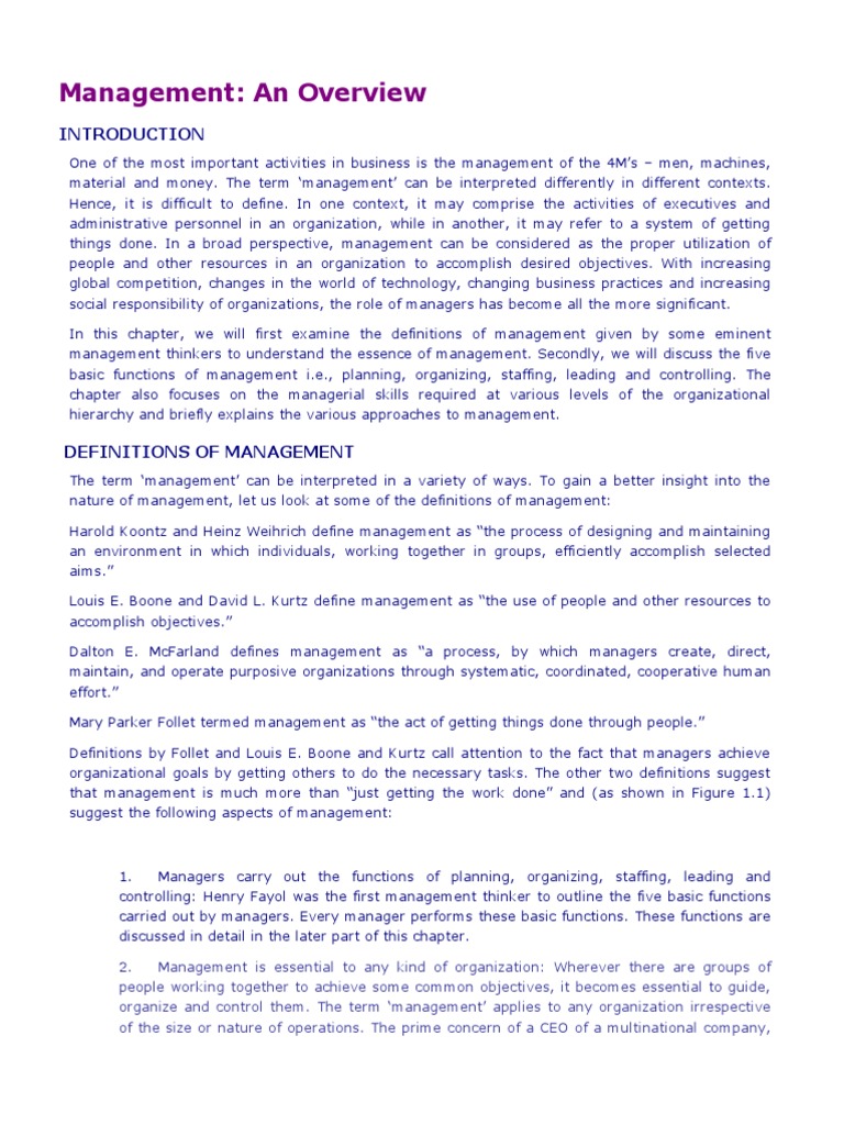 Overview of Fundamentals of Management | PDF | Interpersonal ...