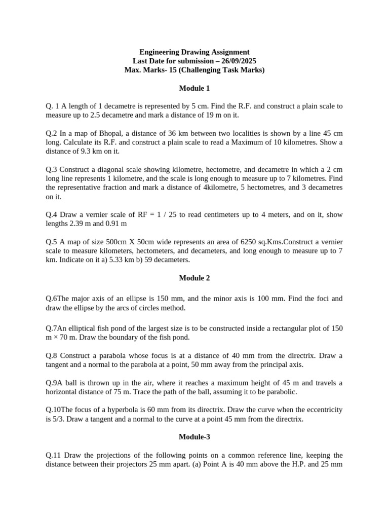 Engineering Drawing Assignment Guide | PDF | Geometry | Classical Geometry