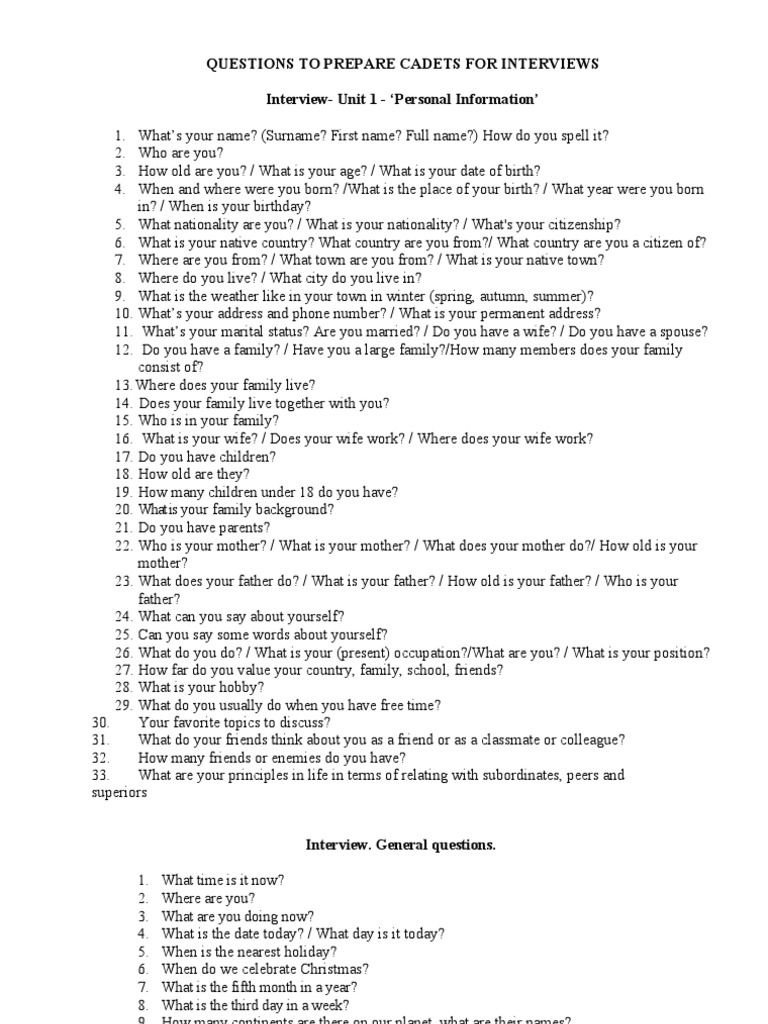 Questions To Prepare Cadets For Interviews | PDF | Sailor | Ships