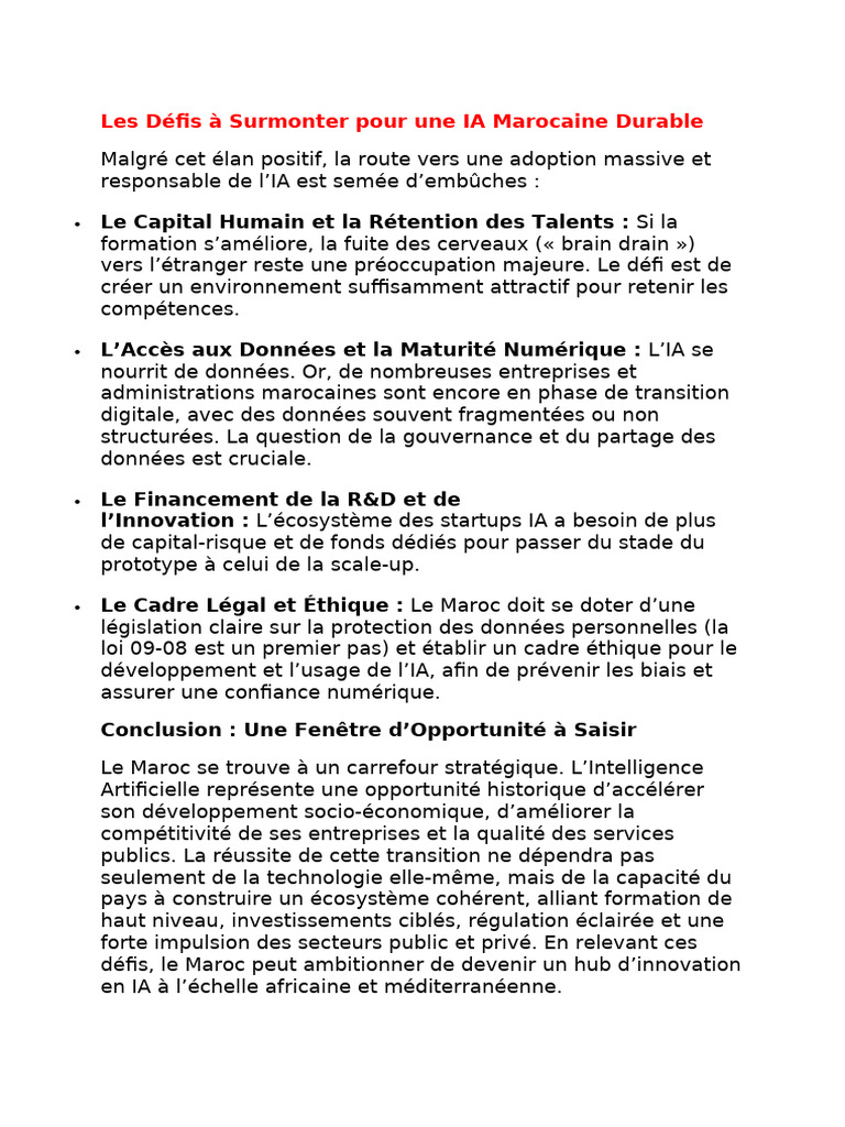 Défis de l'IA Durable au Maroc | PDF